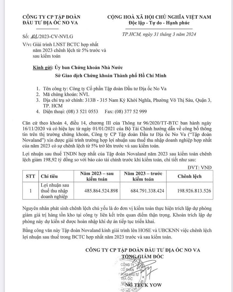 NVL bctc đúng hạn, chuẩn bị cấp lại margin - Thị trường trong nước - F247.COM
